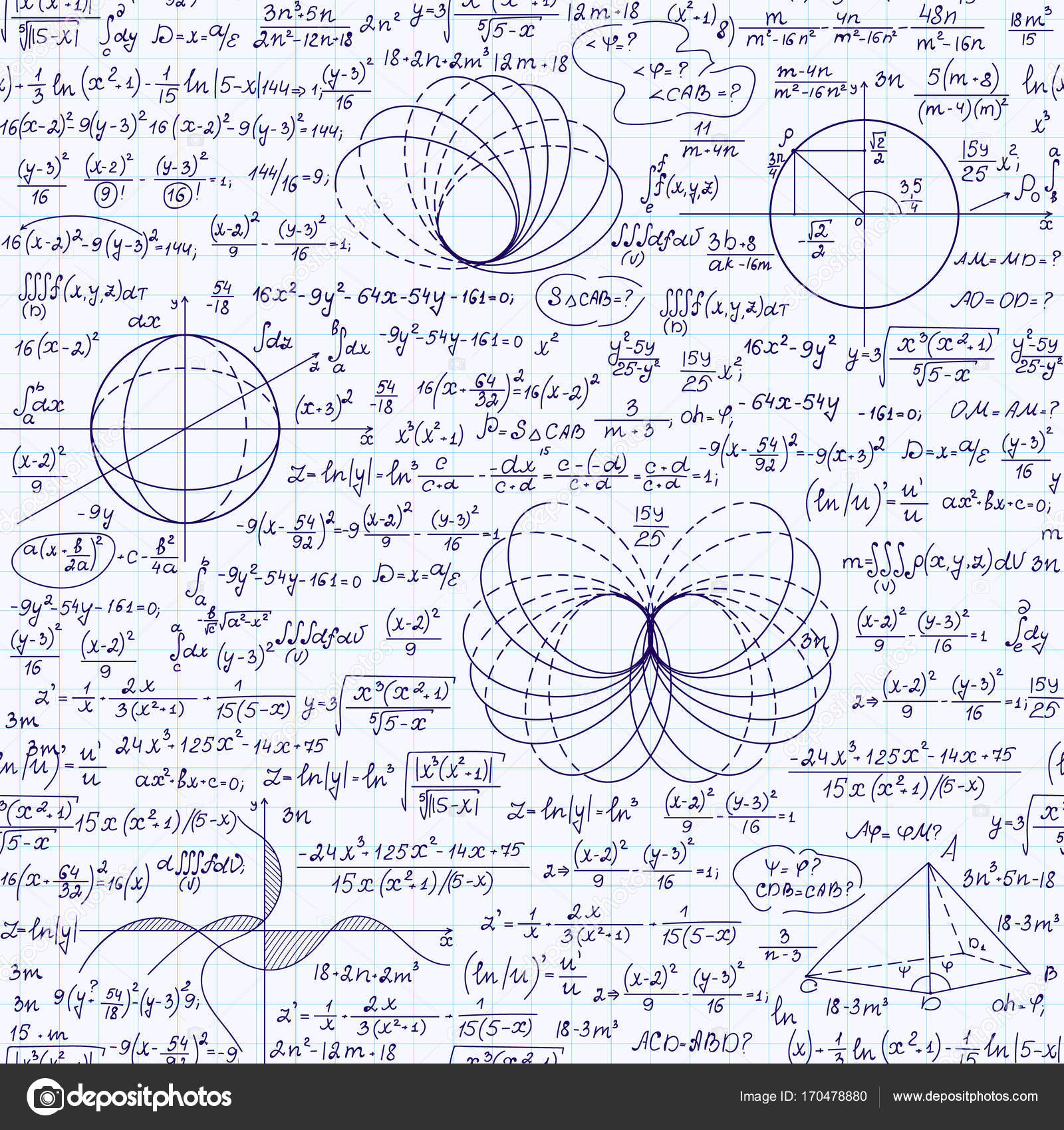 Math Vector Seamless Texture With Various Mathematical Signs