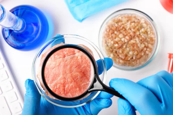 Synthetic meat production. Checking the product for suitability in the ...