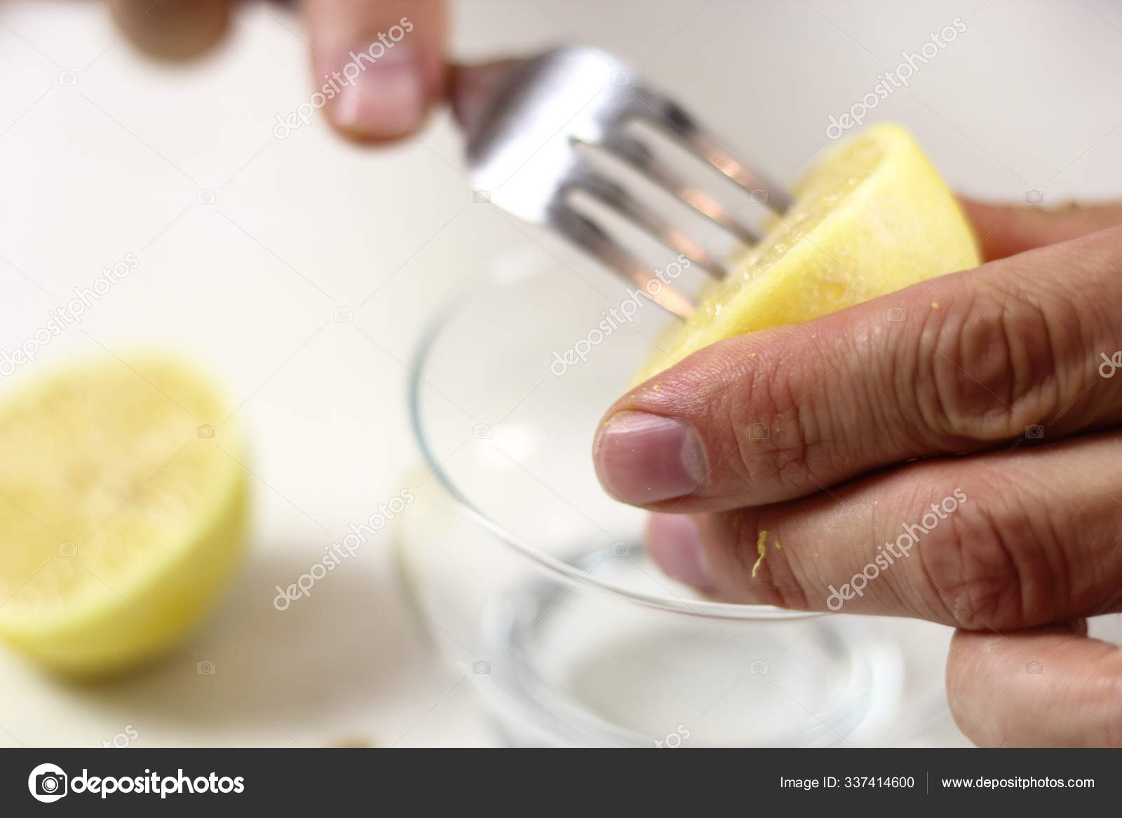 Juice Lemon Assistance Fork Making Lemon Mascarpone Pie Series — Stock ...