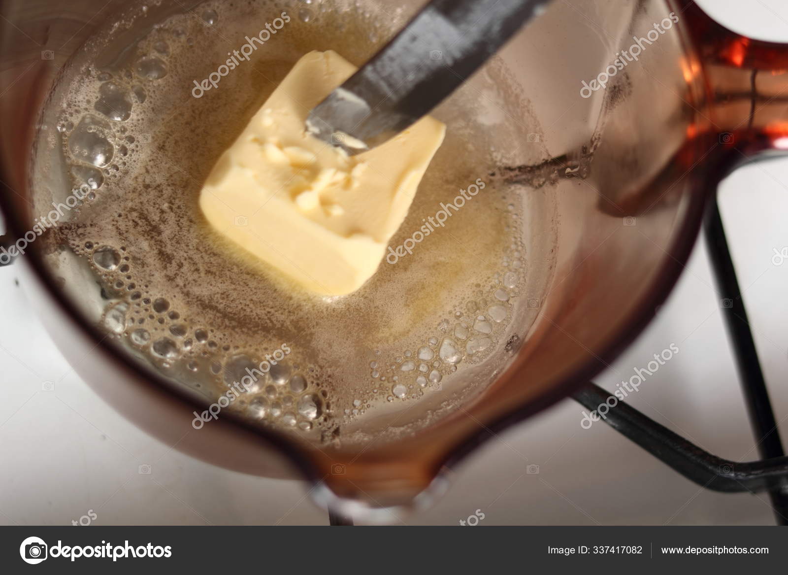 Melting Butter Glass Saucepan Making Potato Leek Filo Pie Series ...