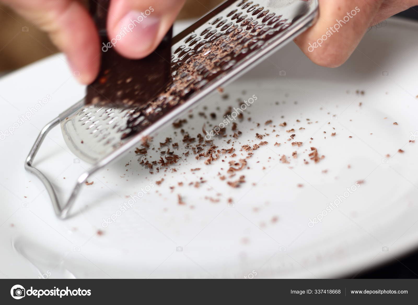 Grate Chocolate Bar Using Handheld Grater Making Boston Banoffee Pie ...