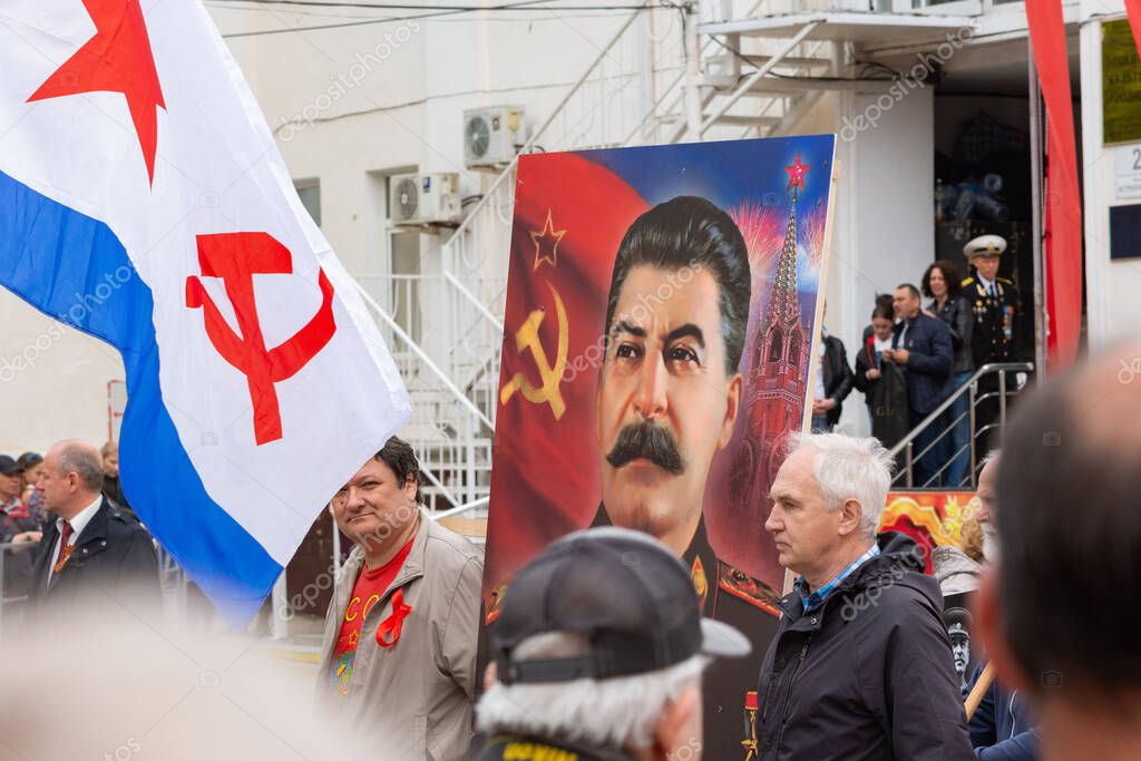 Anapa, Rusia - 9 de mayo de 2019: Retrato de Joseph Vissarionovich ...