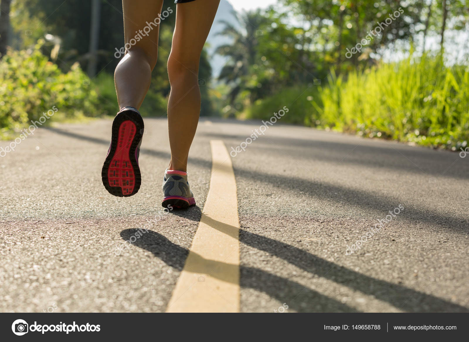 Female legs running on forest trail — Stock Photo © lzf #149658788