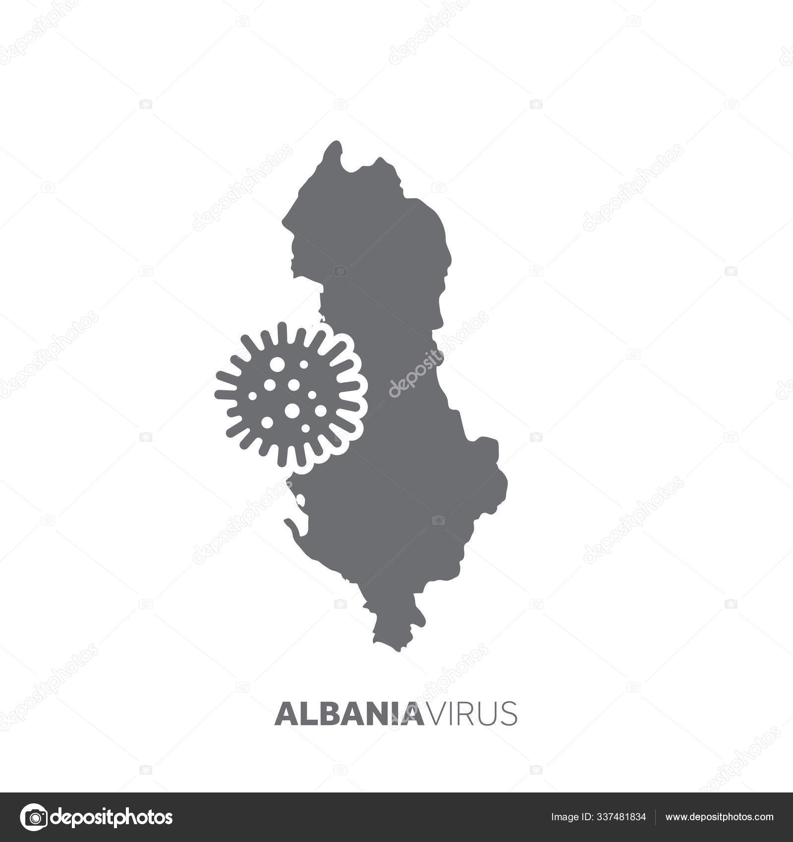 Albania map with a virus microbe. Illness and disease outbreak Stock ...