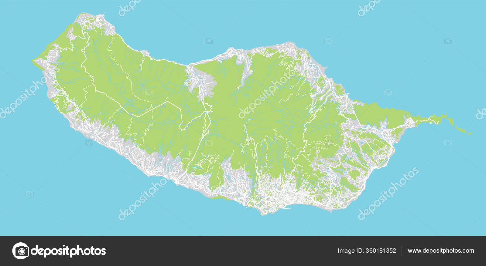 Urban vector city map of Madeira Island, Portugal Stock Vector by ...