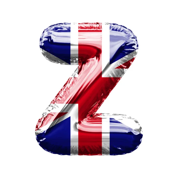 Letter E union jack great britain flag foil balloon font. 3D Render ...