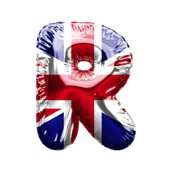 Letter E union jack great britain flag foil balloon font. 3D Render ...