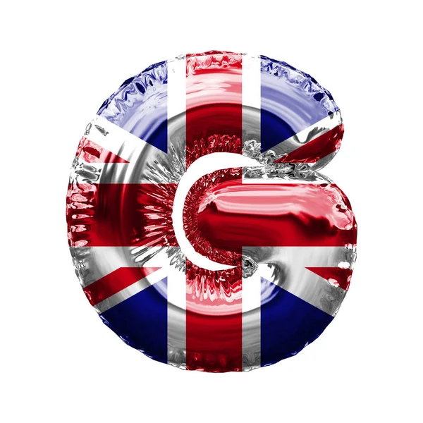 Letter E union jack great britain flag foil balloon font. 3D Render ...