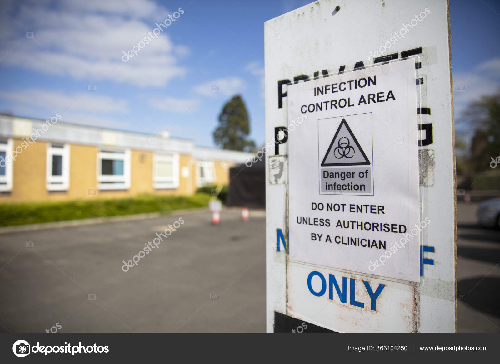 Infection control area warning sign on display during the coronavirus ...