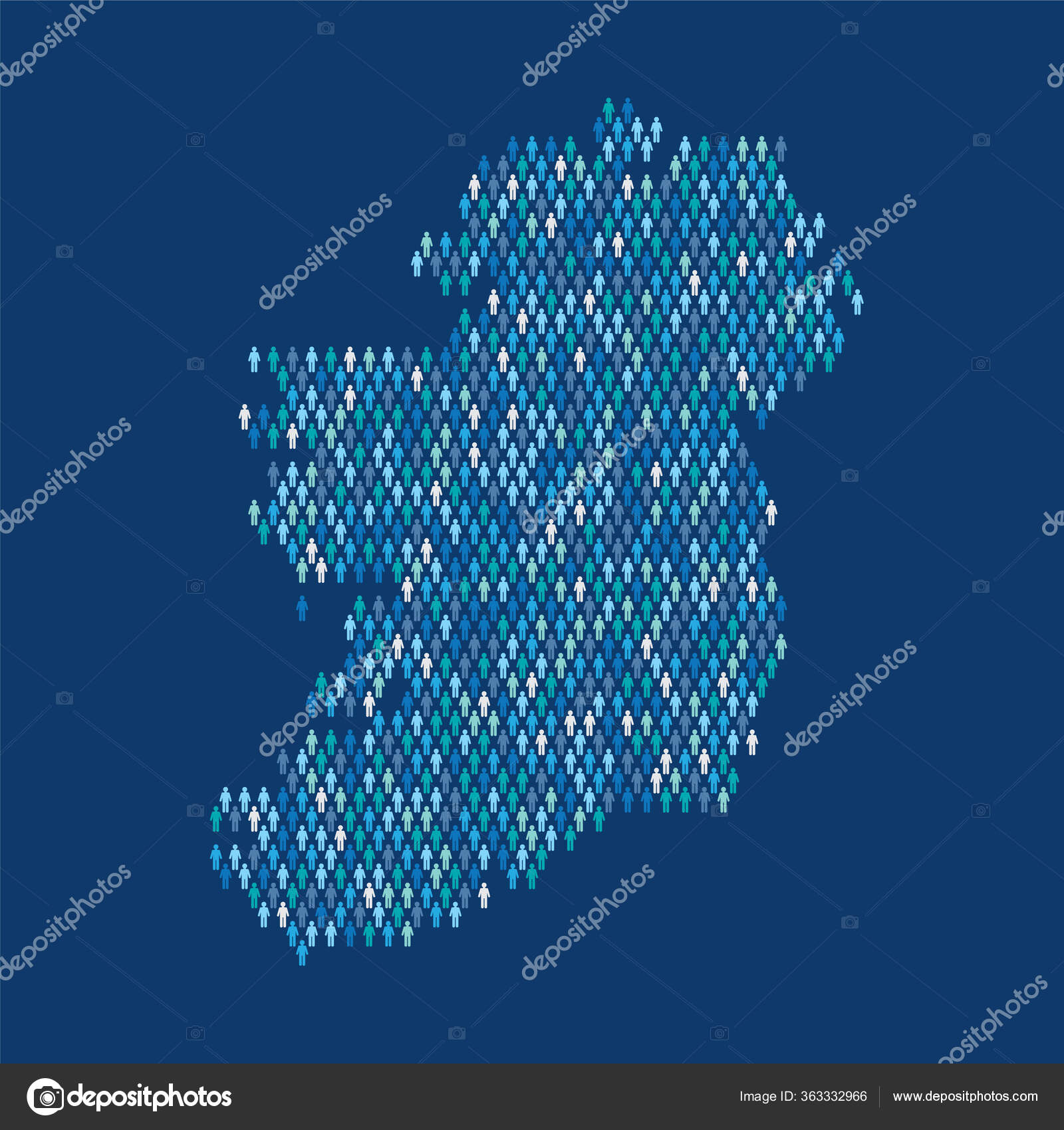 Ireland population infographic. Map made from stick figure people Stock ...