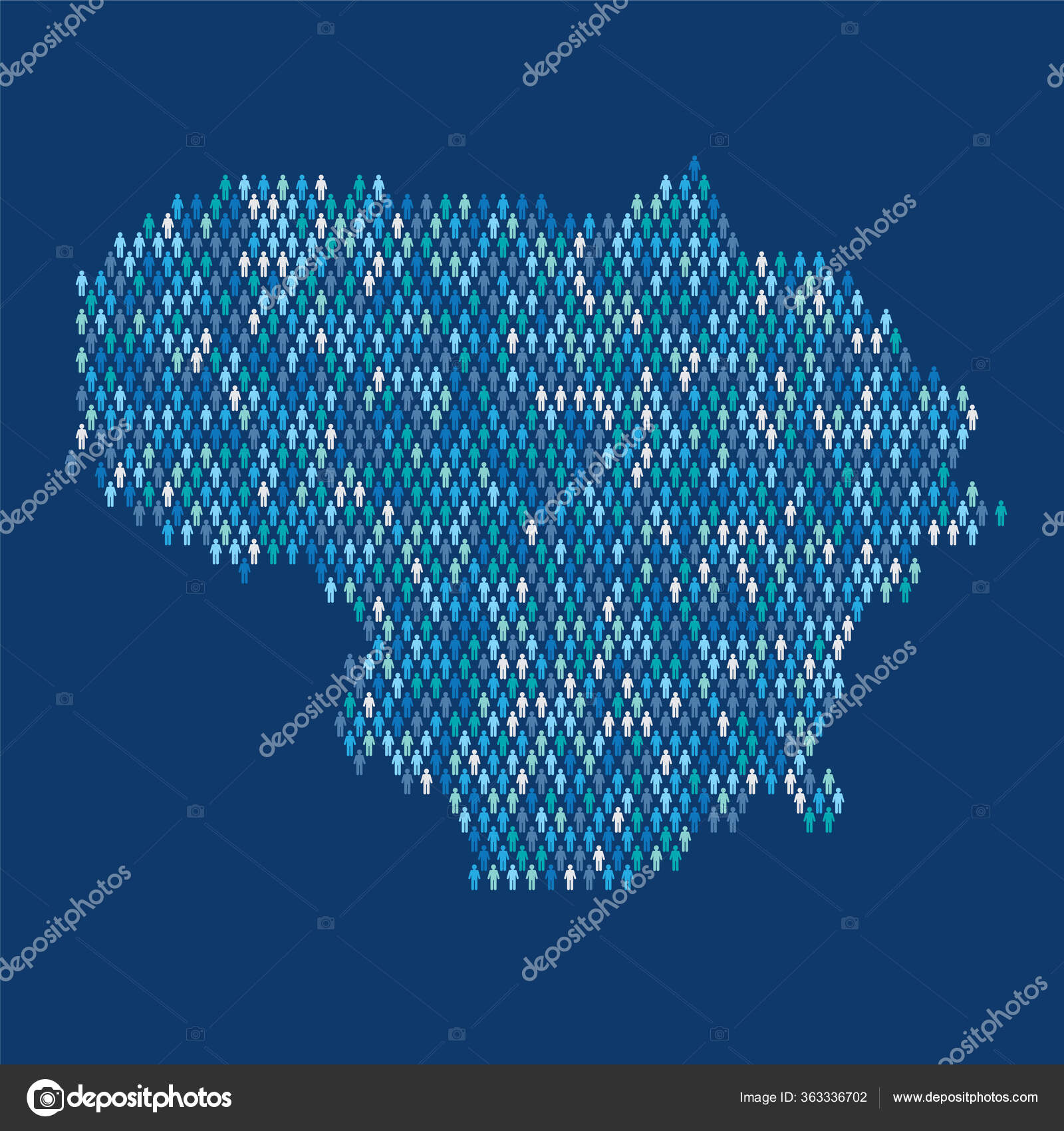 Lithuania population infographic. Map made from stick figure people ...