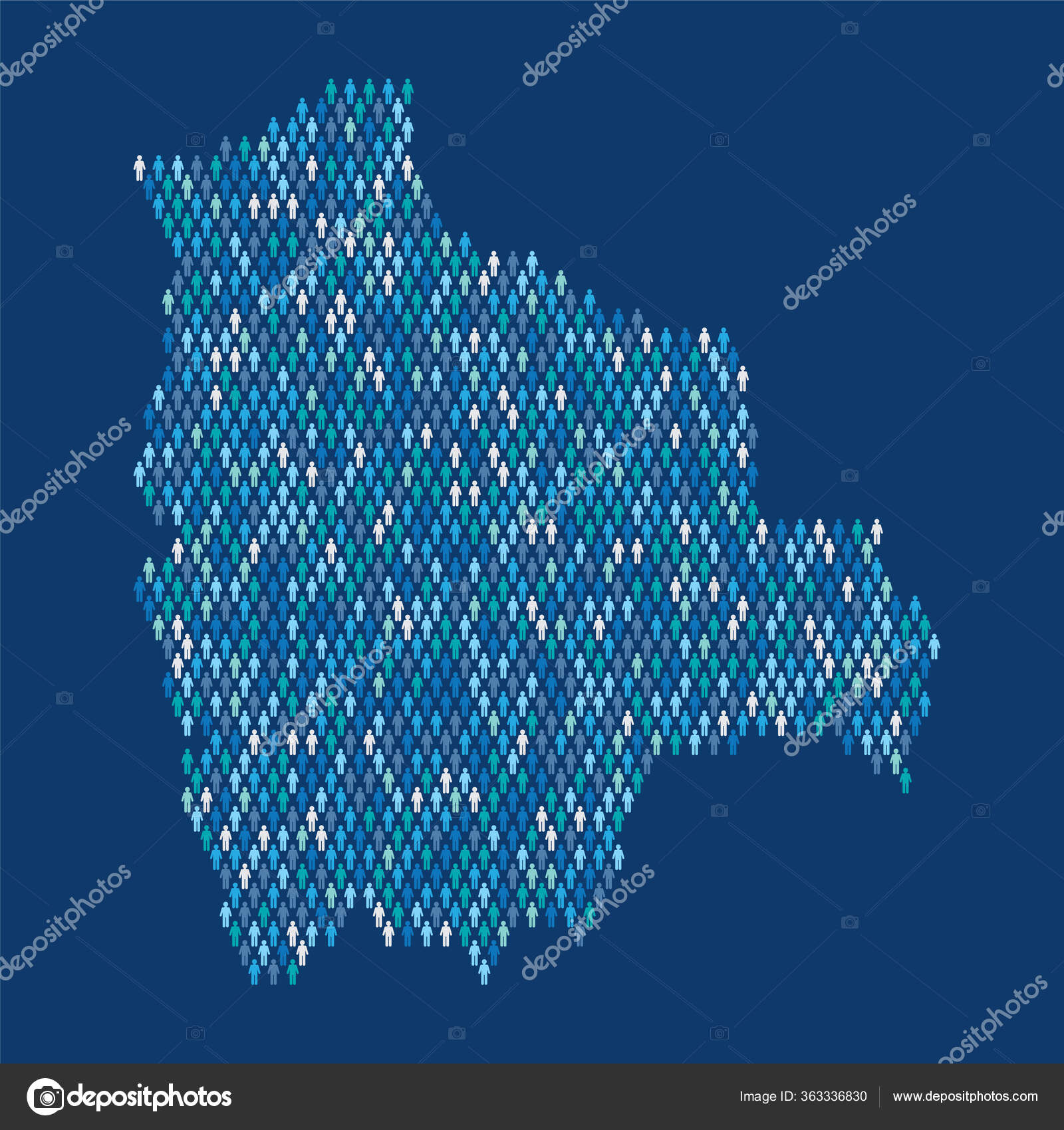 Infográfico da população da Bolívia. Mapa feito de vara figura pessoas ...