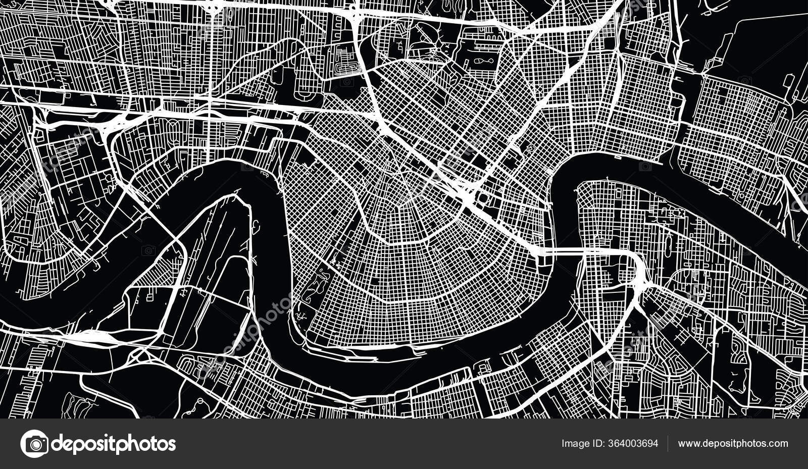 Urban vector city map of New Orleans, Louisiana, United States of ...