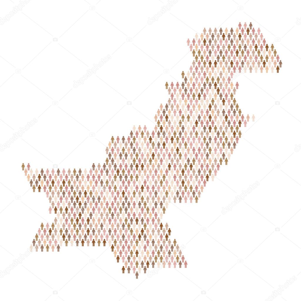 Infografía poblacional de Pakistán. Mapa hecho de la figura palo ...