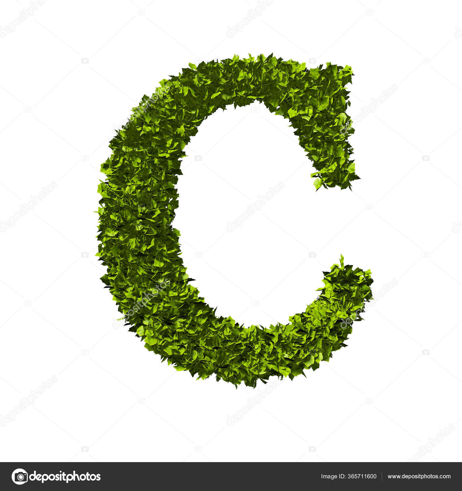 Letter C nature leaf alphabet. 3D Rendering Stock Photo by ...