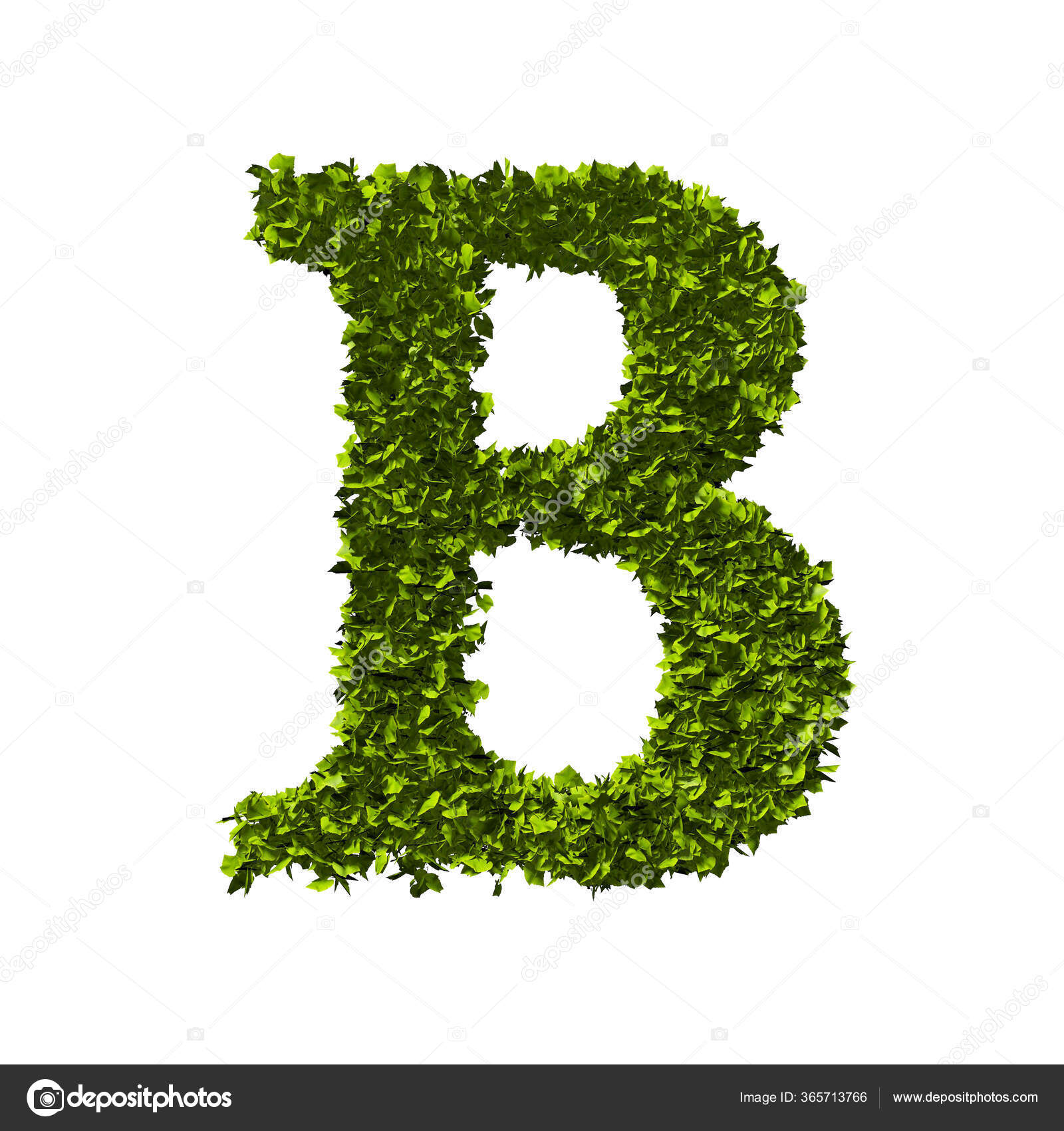 Letter B nature leaf alphabet. 3D Rendering Stock Photo by ...