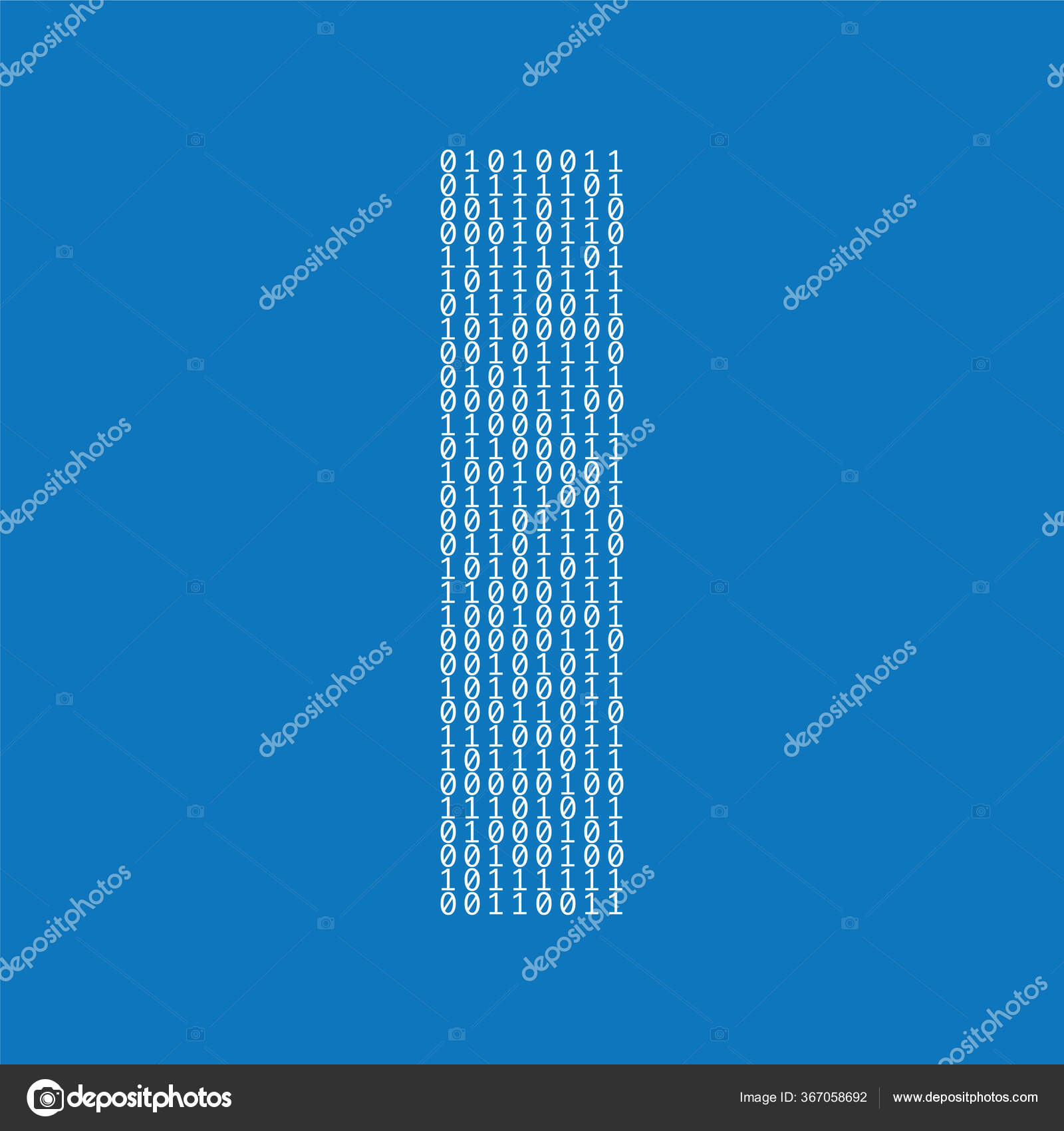 Letter I made from binary code digits. Technology background Stock ...