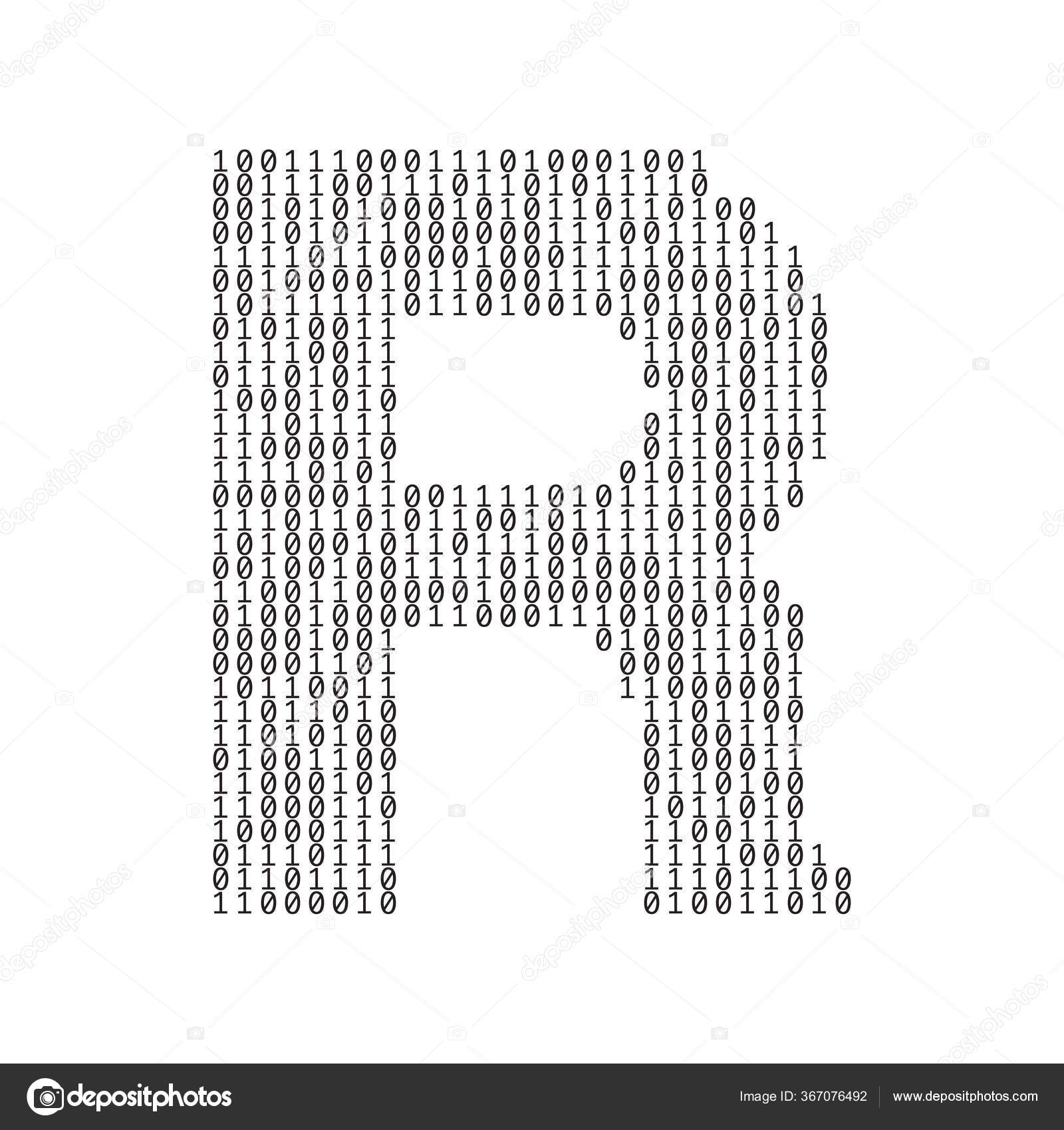 Letter R made from binary code digits. Technology background Stock ...