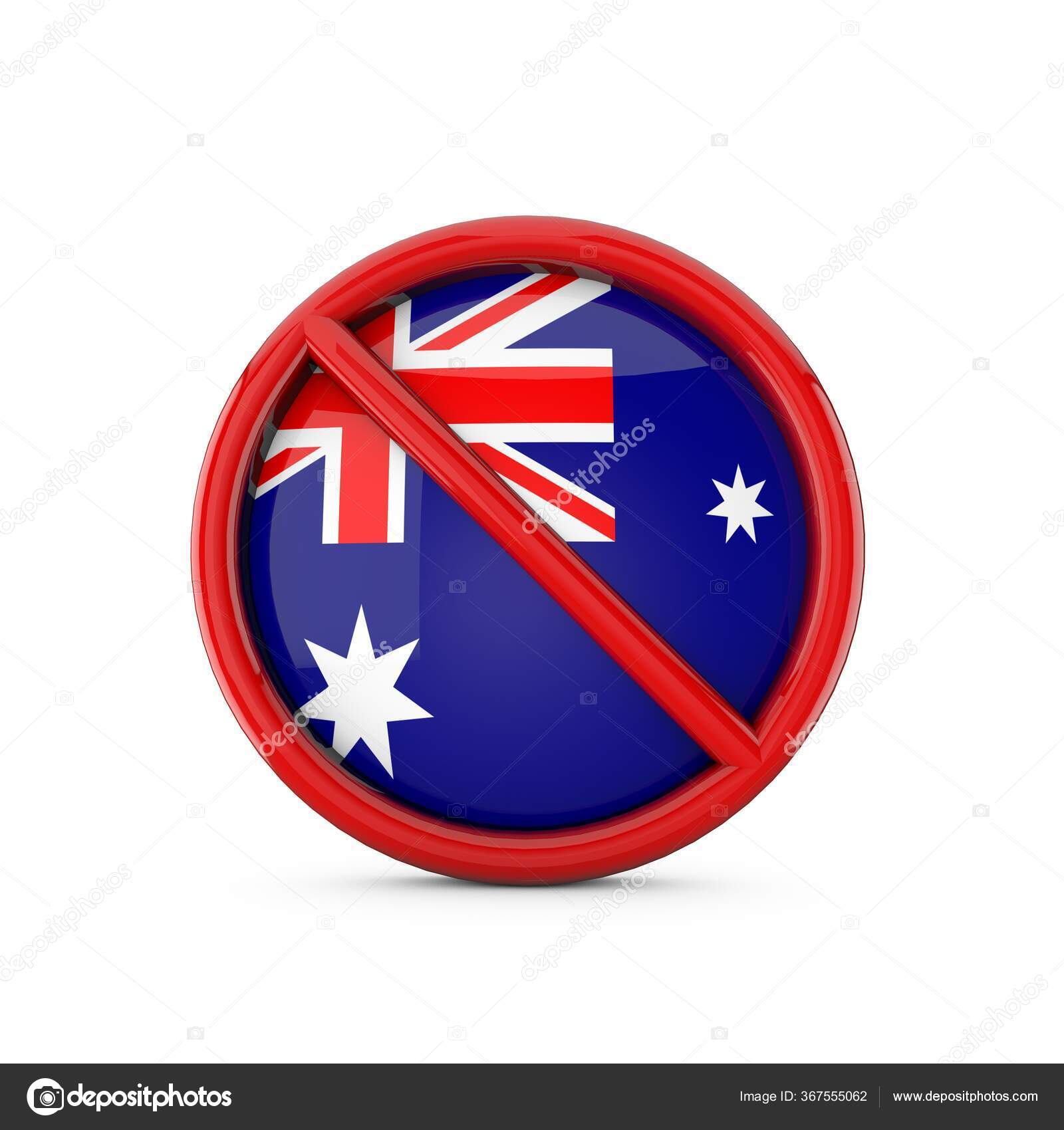 Australia flag prohibited no entry symbol. 3D Rendering Stock Photo by ...