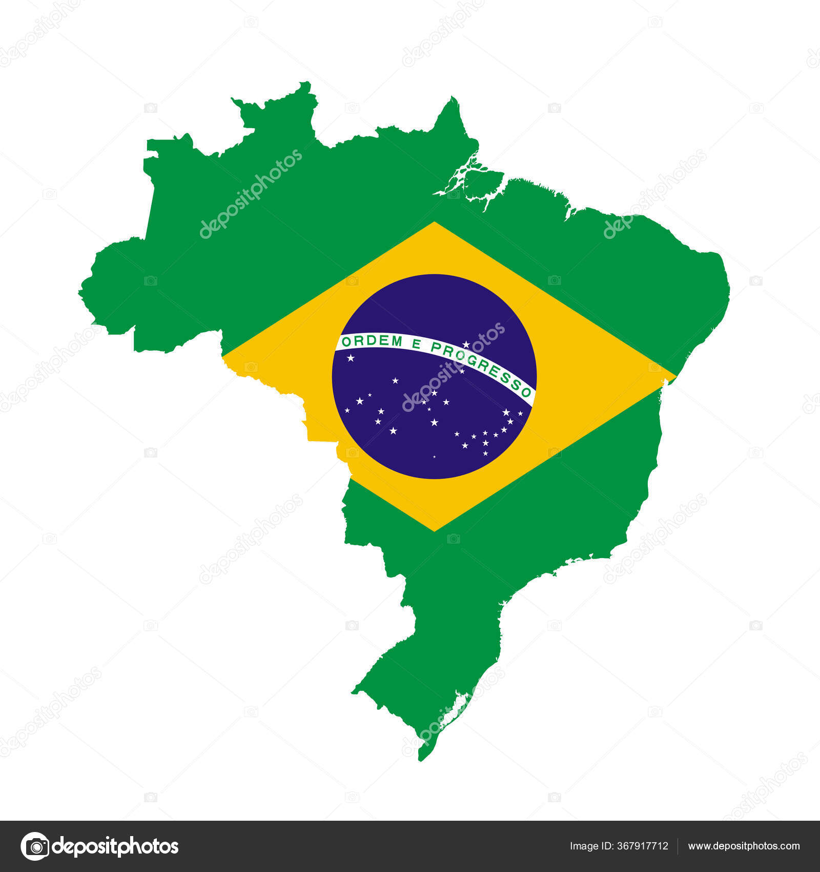 Brazil flag map. Country outline with national flag Stock Illustration ... Brazil flag map. Country outline with national flag Stock Illustration ...
