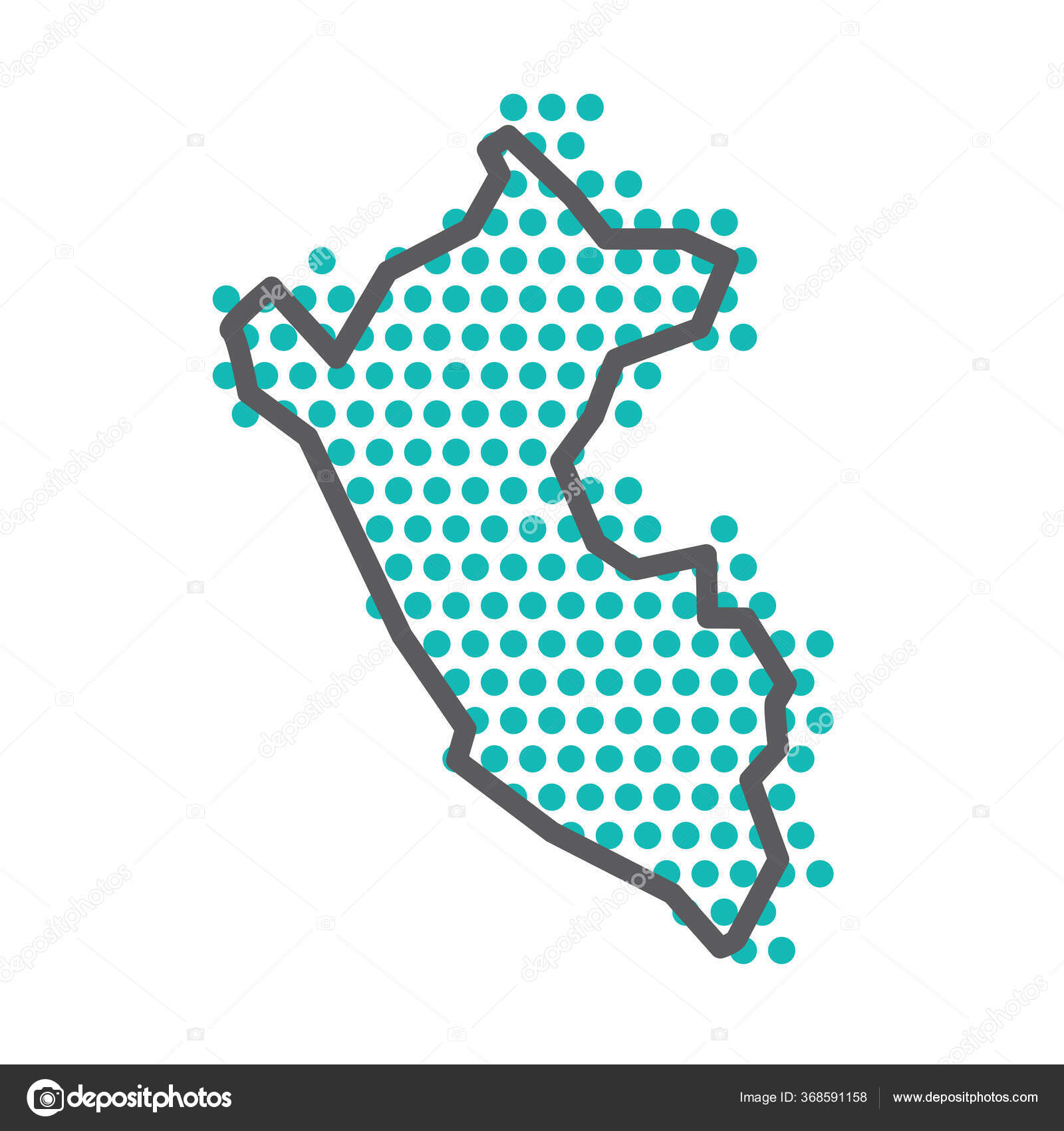 Perú mapa de contorno simple con patrón de punto de medio tono verde ...