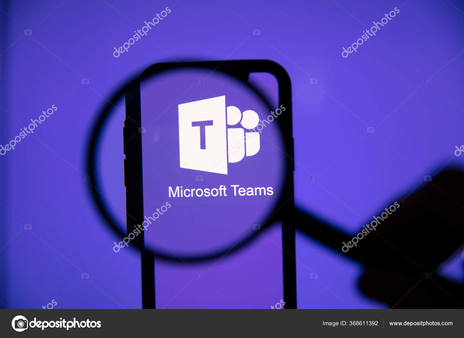LONDON, UK - May 1st 2020: Microsoft teams logo under a magnifying ...