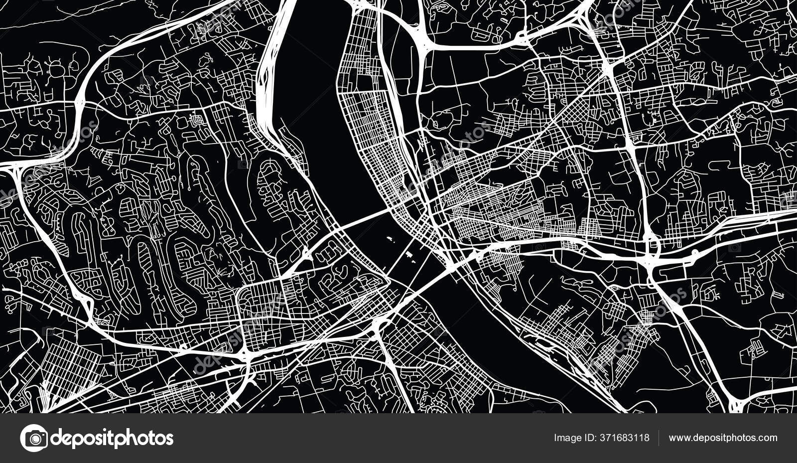 Urban vector city map of Harrisburg, USA. Pennsylvania state capital ...