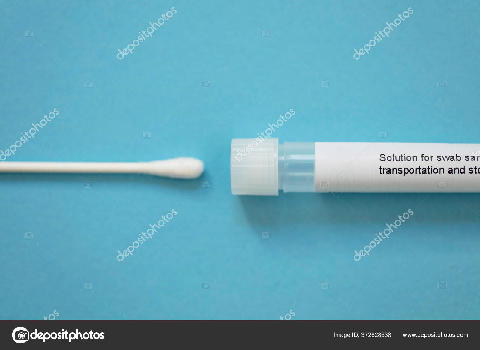 Virus testing swab and test tube on a blue background Stock Photo by ...