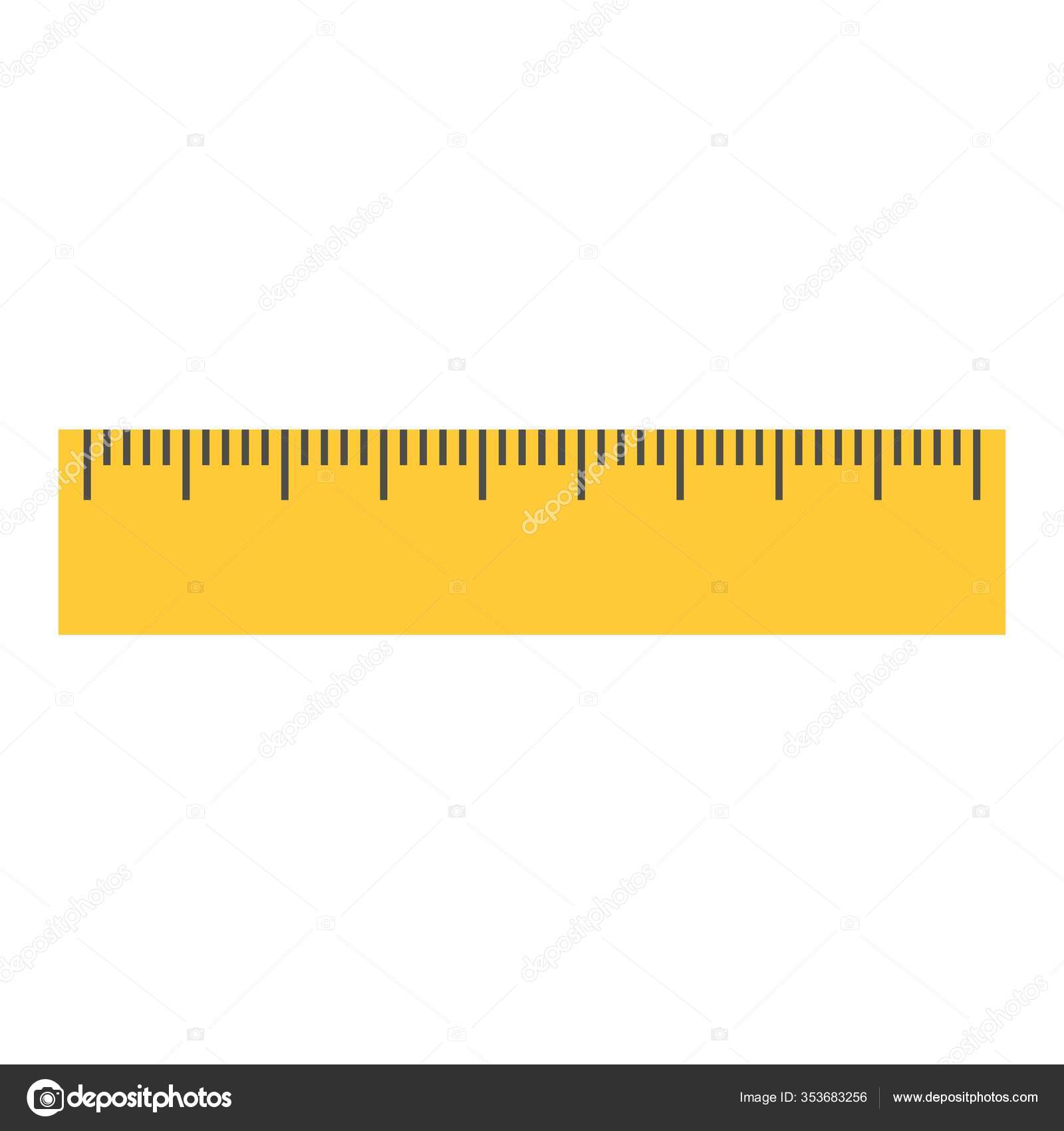 Yellow ruler icon on white background. Flat isolated illustration of ...