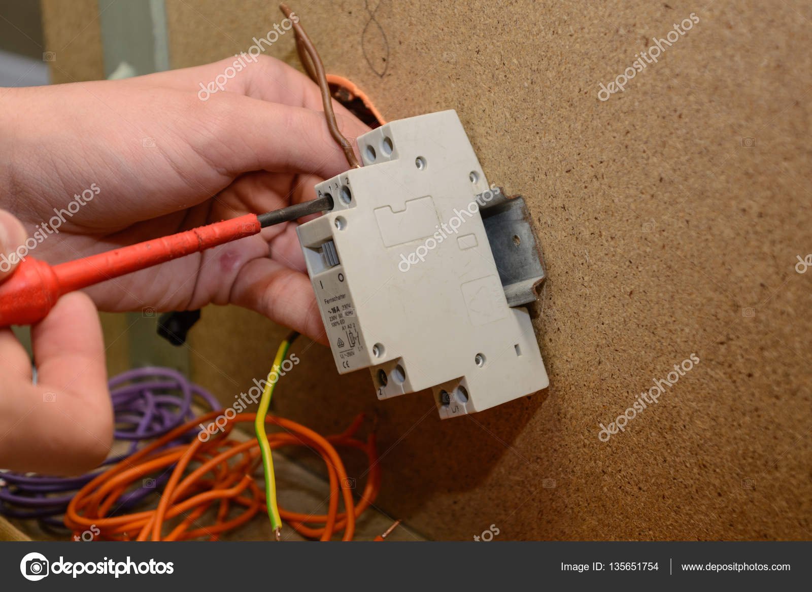 Electrical engineer installing remote switch - close-up — Stock Photo ... Electrical engineer installing remote switch - close-up — Stock Photo ...