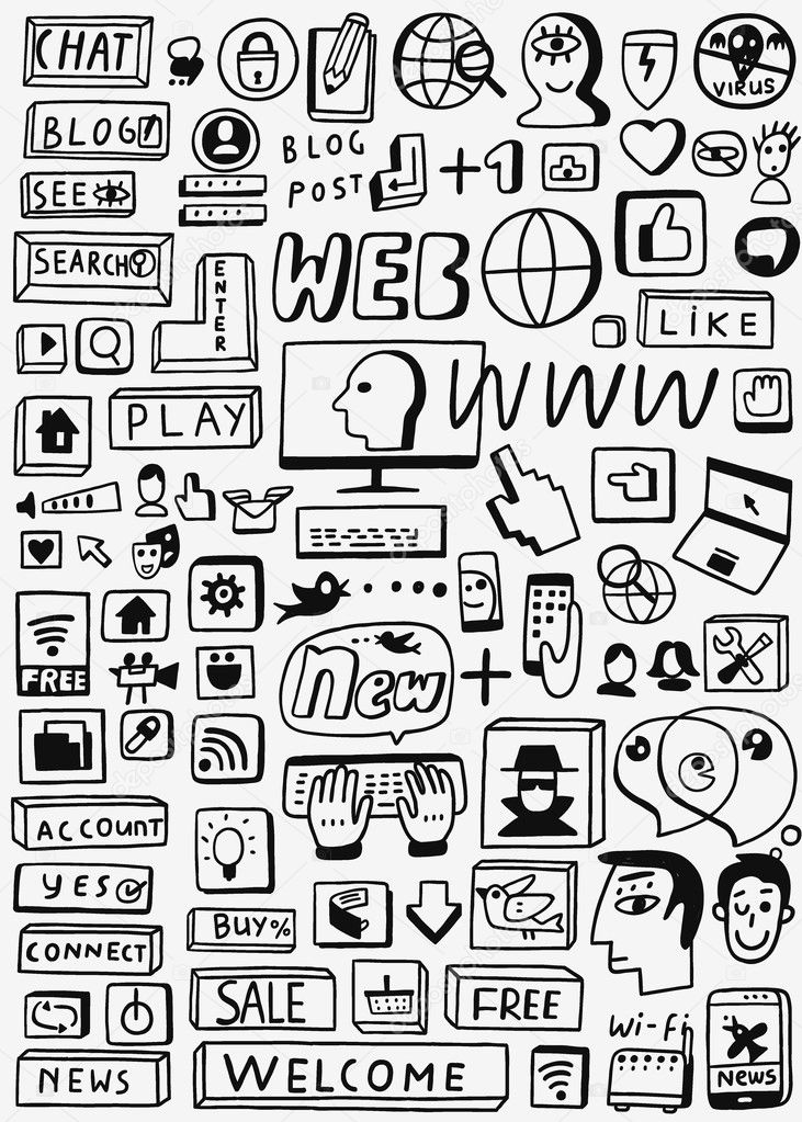 Web doodles set Stock Vector by ©topform 125943944