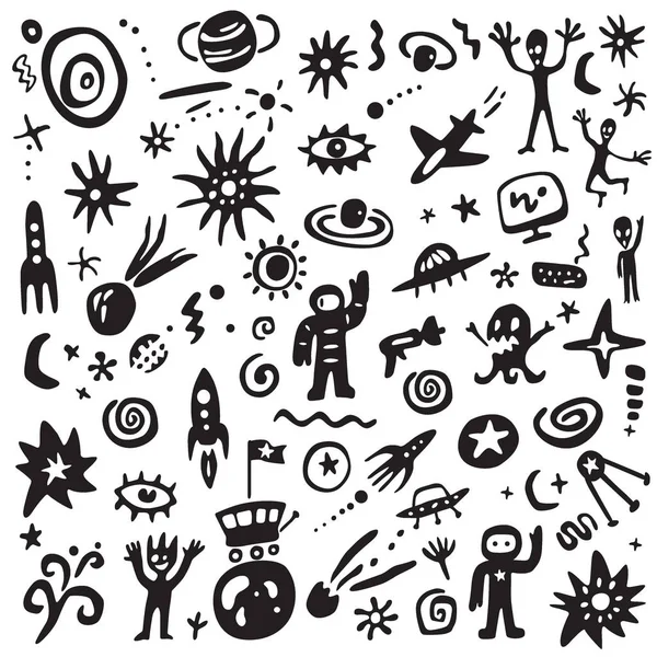 Space invaders ,aliens - doodles set — Stock Vector © topform #43845945