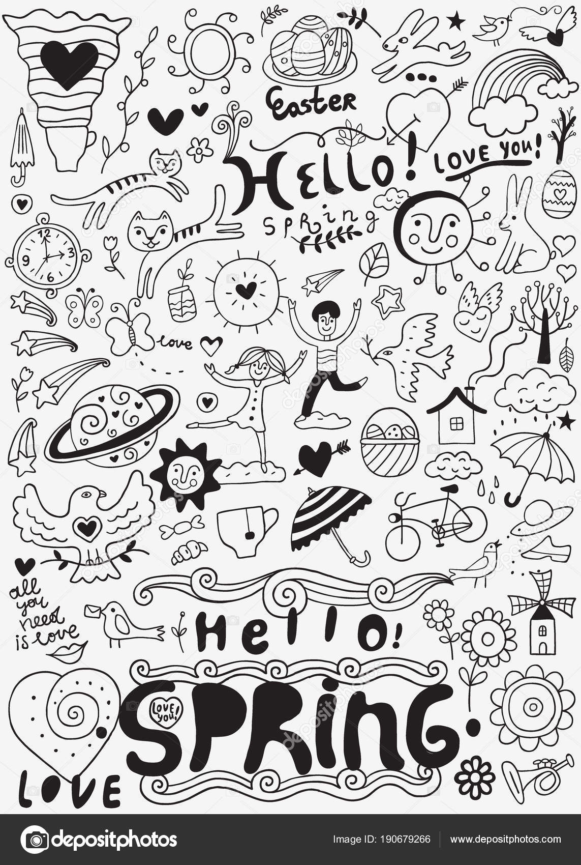 Spring doodle set Stock Vector Image by ©topform #190679266