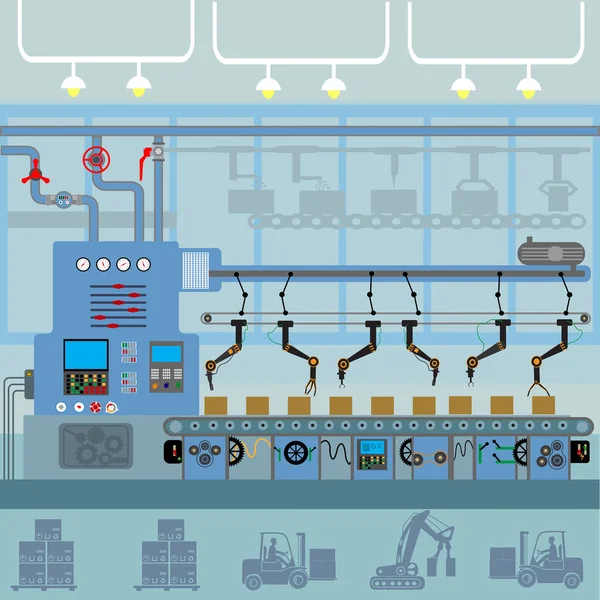 Industrial manufacture conveyor machine — Stock Vector © Krylovochka ...