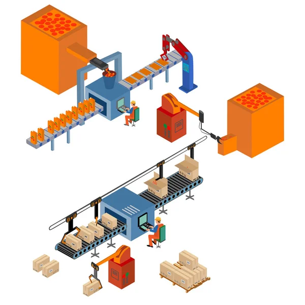 Isometric flowchart | Isometric Factory Flowchart — Stock Vector ...