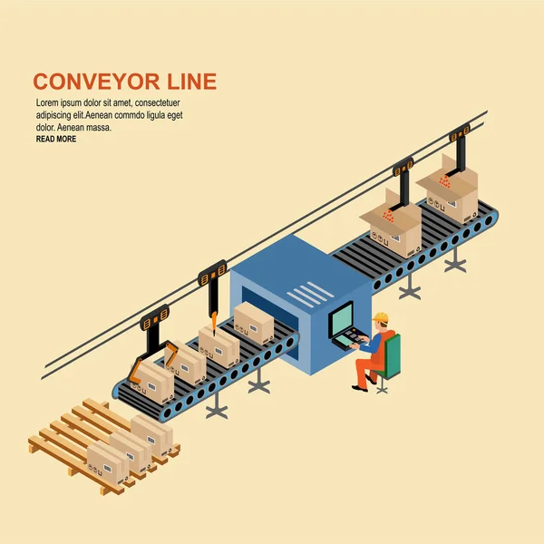 Automated factory assembly line — Stock Vector © Krylovochka #168347364