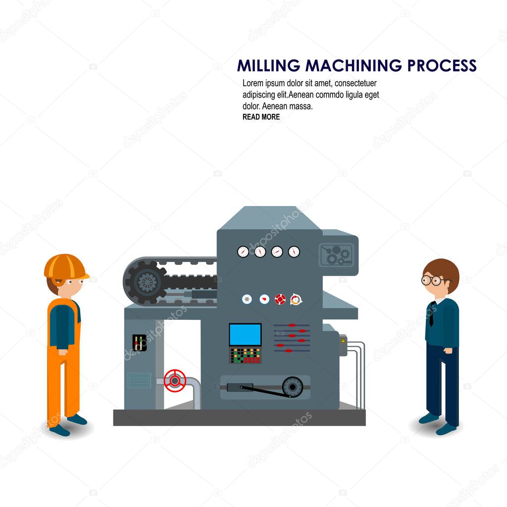 Milling machining process — Stock Vector © Krylovochka #168348070