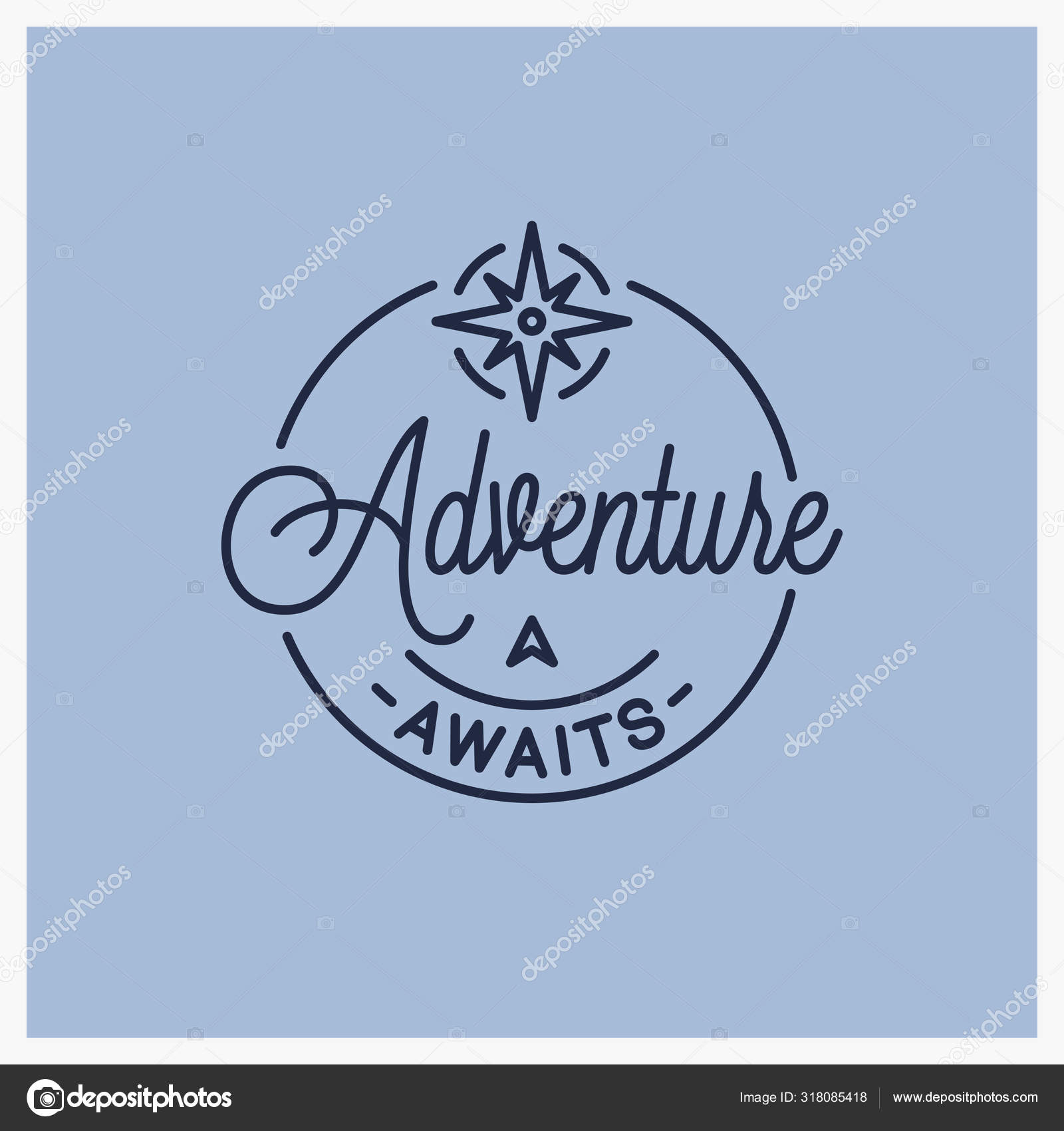 Adventure awaits logo. Round linear of adventure Stock Vector Image by ...
