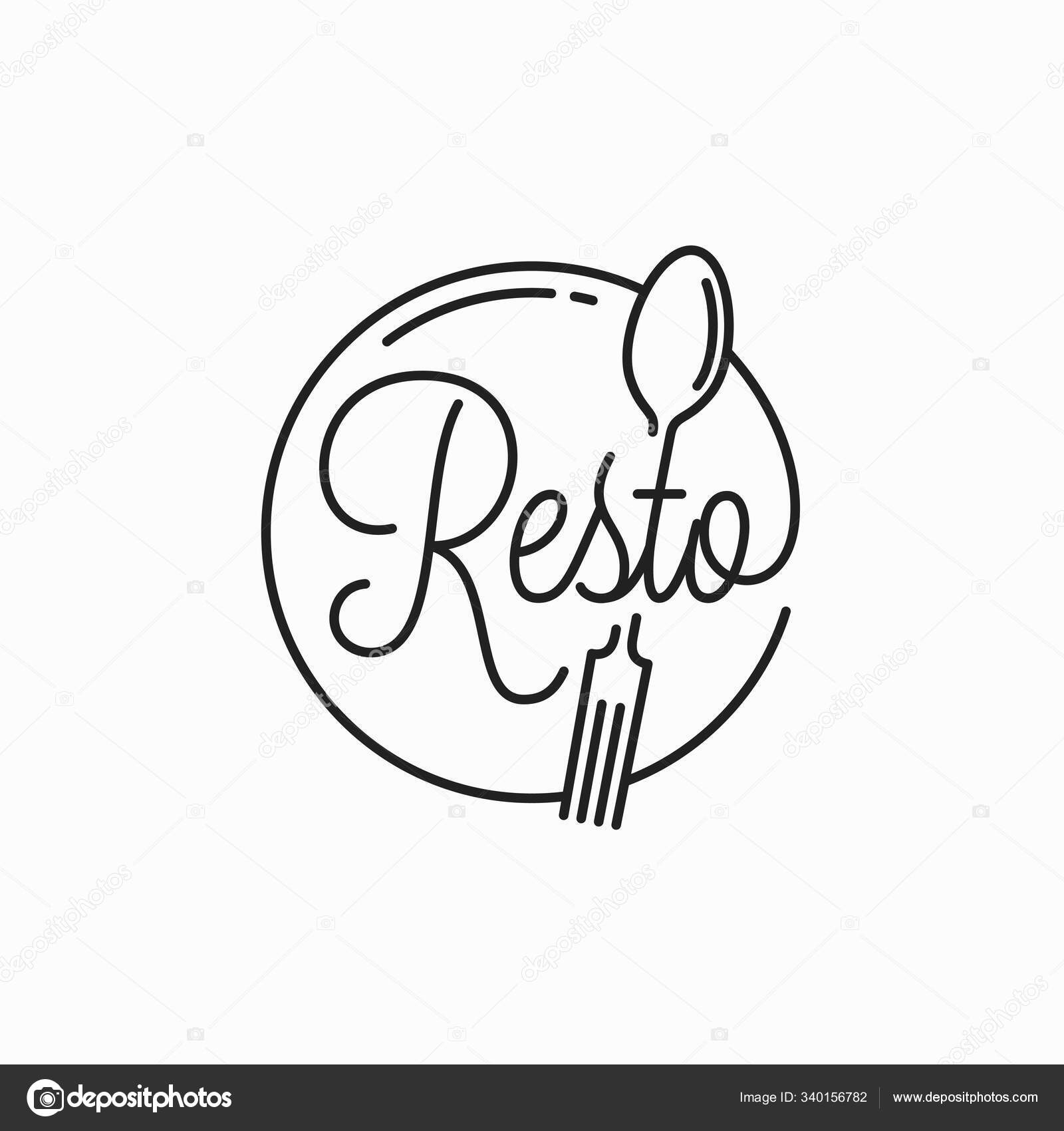 Resto simple logo. Round linear of resto Stock Vector Image by ...