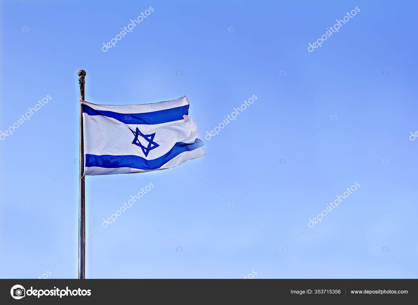 Israel Flag Blue Sky Background Israel Flag Waving Wind — Stock Photo ...