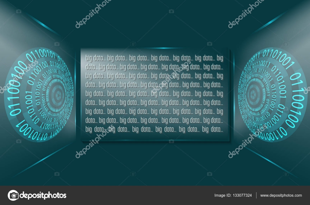 Two abstract circles with binary code and glass panel with the w Stock ...