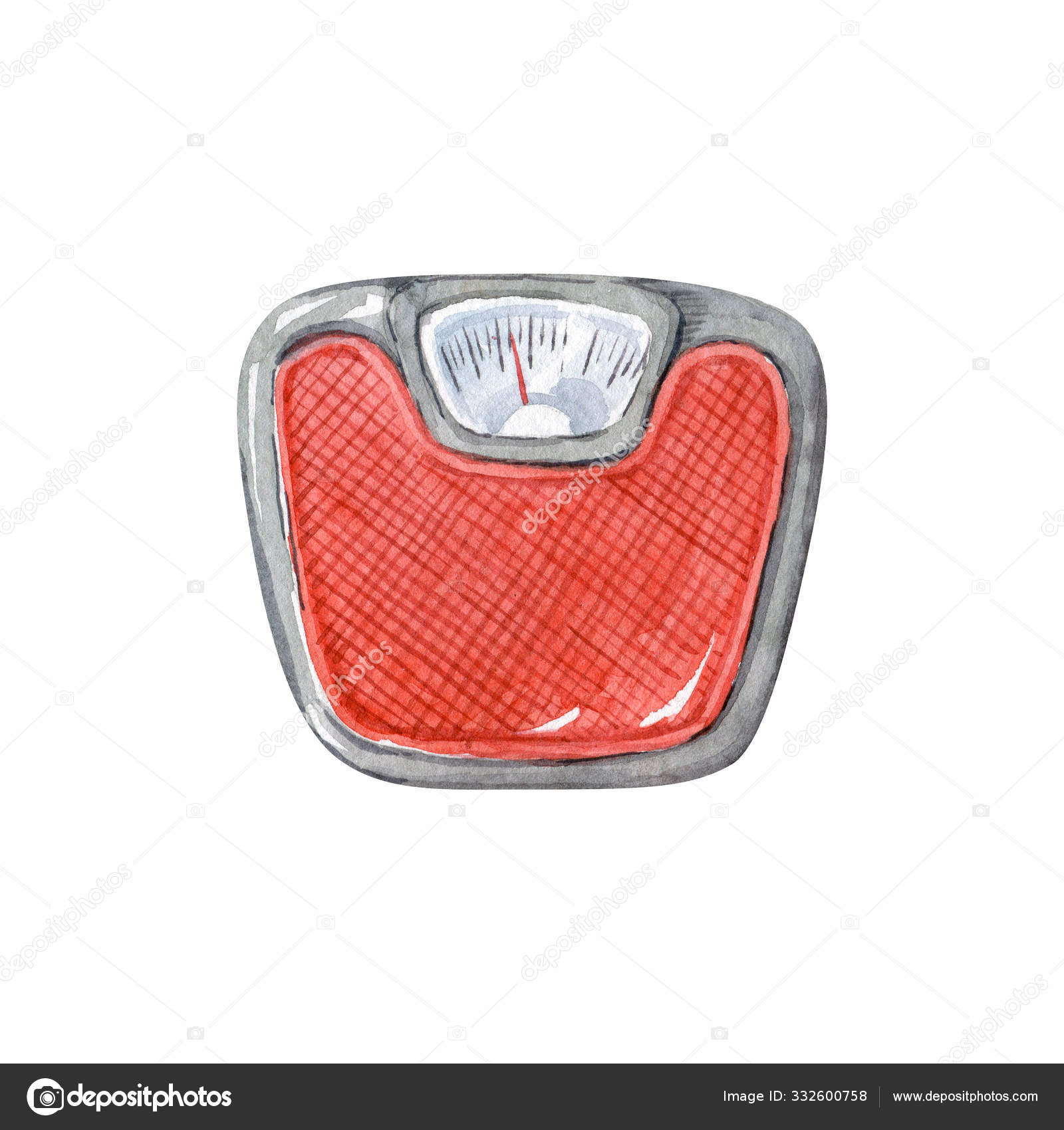 Red Bathroom Mechanical Scales Isolated White Background Top View ...
