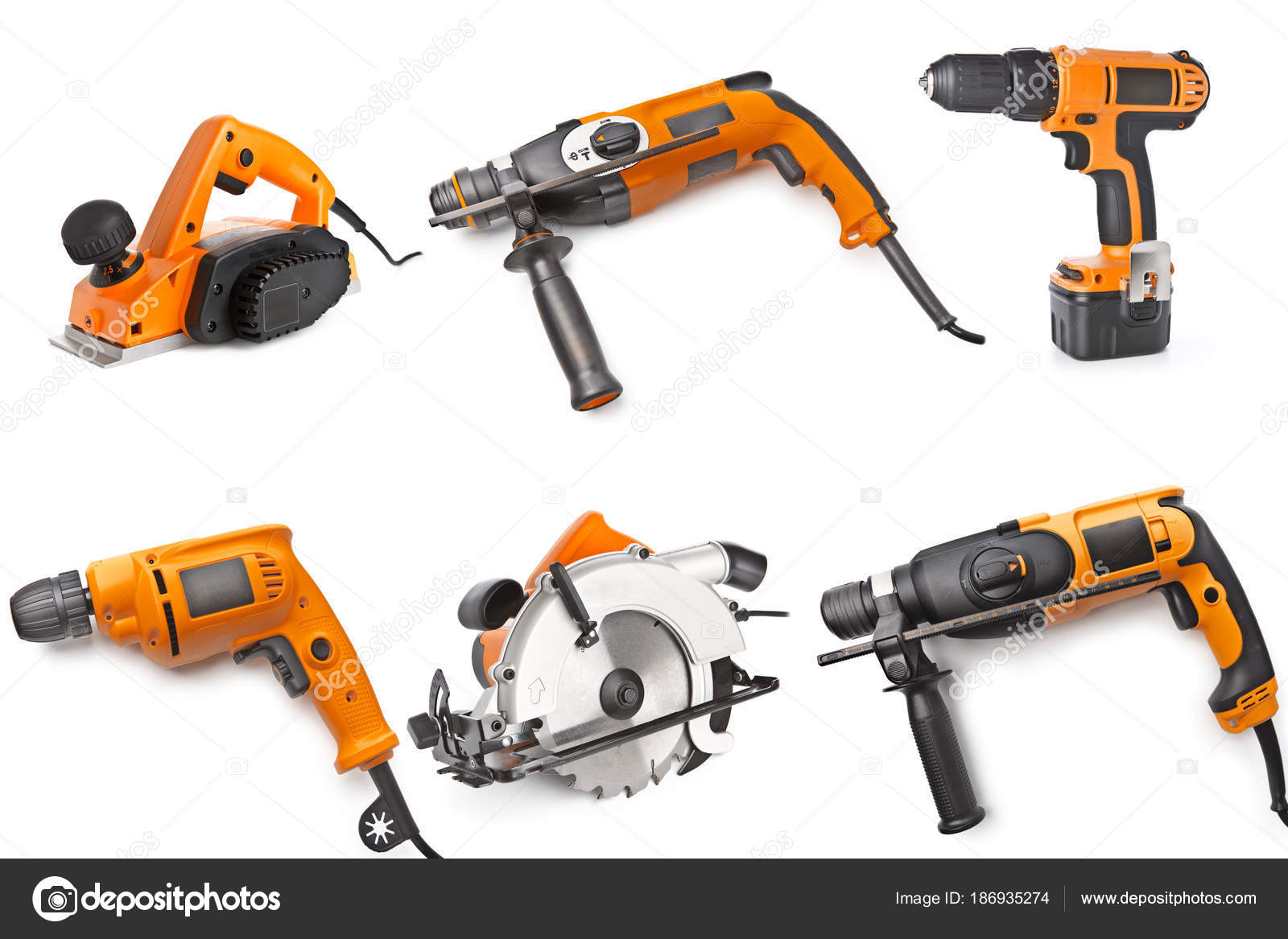Electric tool set on white background — Stock Photo © talevr #186935274