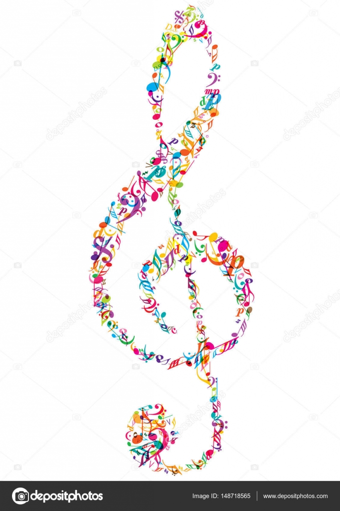 Bright vector treble clef isolated on white background — Stock Vector ...