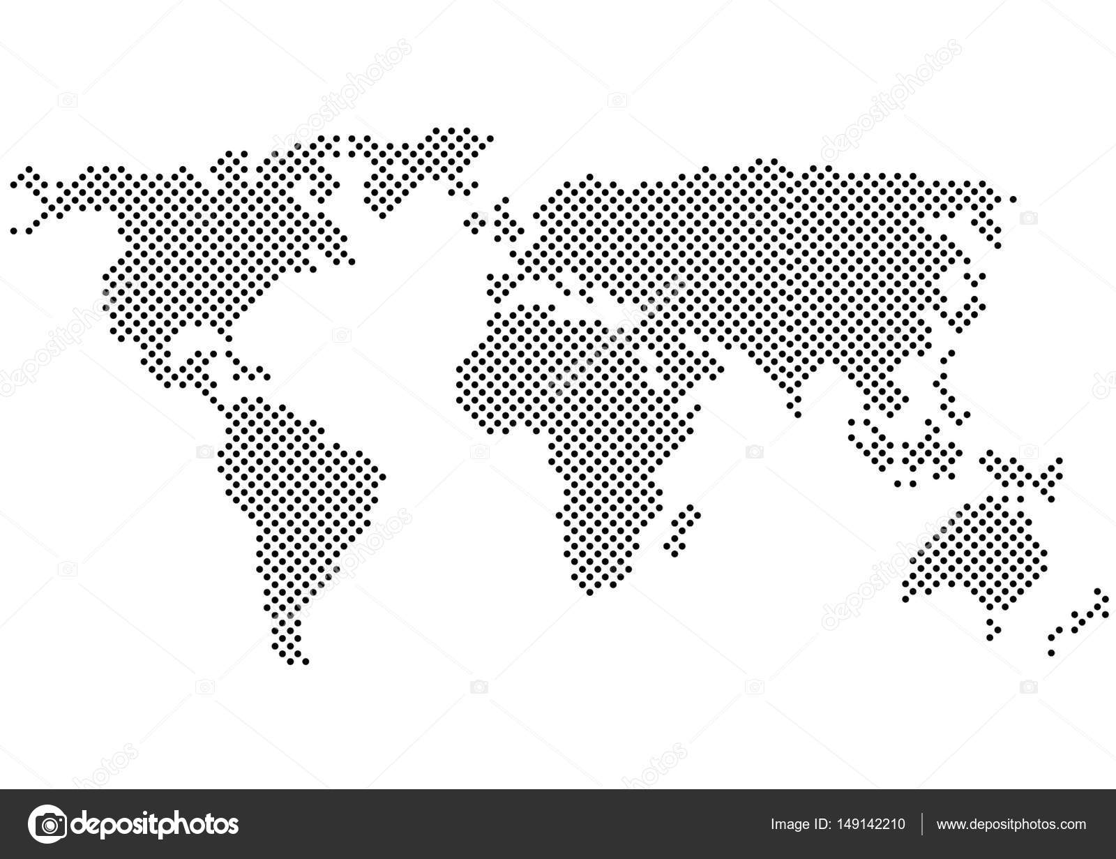 Vector color medio tono mapa del mundo silueta Vector de stock por ...