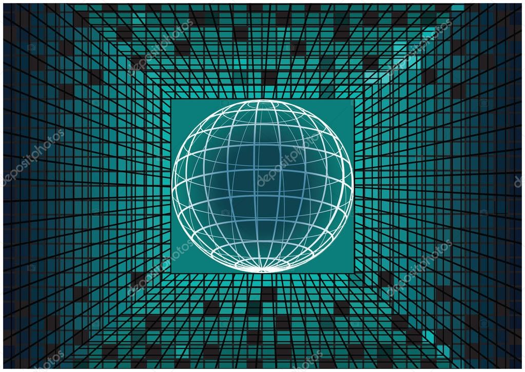 Wallpapers: matrix 3d | Matrix vector background of grid world globe on ...