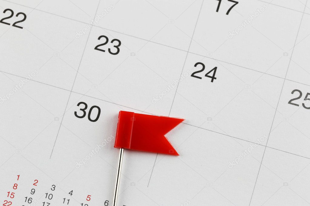 Pines rojos para colocar en el calendario junto al número de treinta i 2025