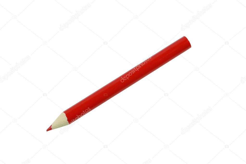 Lápiz rojo de madera o lápiz de color aislado sobre fondo blanco. 2022