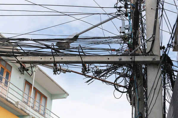 Cable Wires Electric Poles Tangled Messy Signal Line Design Your Stock ...