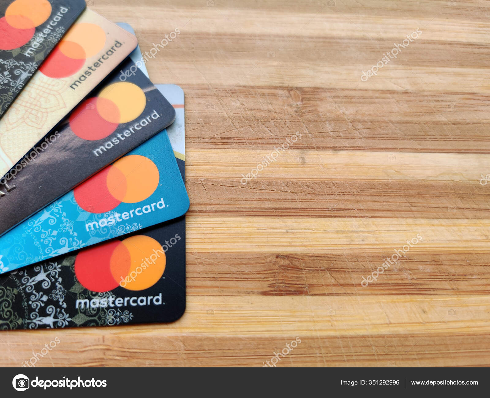 Mumbai India 2020 Multiple Mastercard Credit Cards Wooden Background ...
